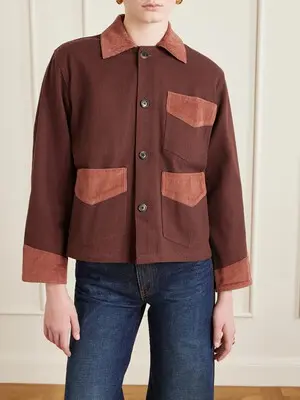 BODE Corduroy-trimmed Cotton-twill Craft Jacket - Brown
