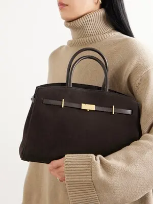 DEMELLIER The Hudson Midi Leather-trimmed Tote - Brown