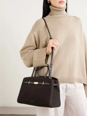DEMELLIER The Hudson Midi Leather-trimmed Tote - Brown