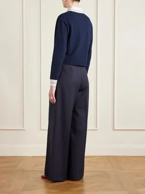 Marni Striped Embroidered Cotton-piqué Polo Shirt - Blue