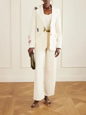 Alix Of Bohemia Abstract Tile Bead-embellished Silk Blazer