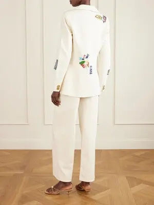 Alix Of Bohemia Abstract Tile Bead-embellished Silk Blazer