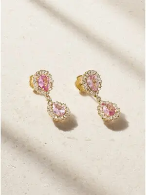 SUZANNE KALAN 18-karat Gold, Sapphire And Diamond Earrings - Pink