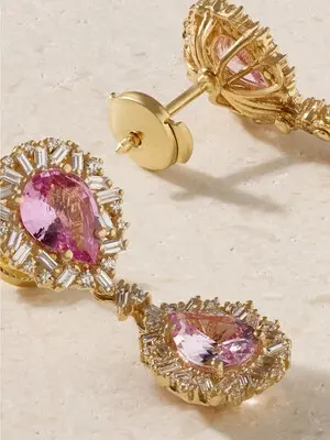 SUZANNE KALAN 18-karat Gold, Sapphire And Diamond Earrings