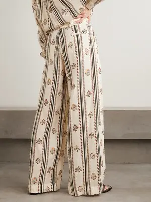 Agua Bendita Tota Andes Floral-print Linen Wide-leg Pants