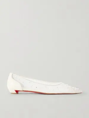 CHRISTIAN LOUBOUTIN Miss Z Degrastrassina Point-toe Flats - White