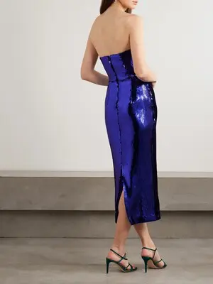 Alex Perry Strapless Sequined Midi Dress
