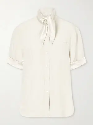 Maria Mcmanus Tie-detailed Crepe Shirt