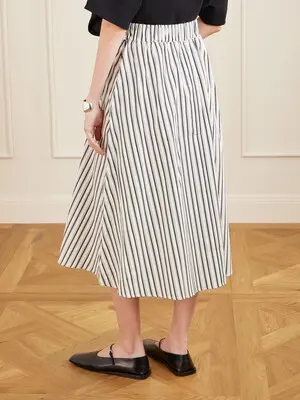 Maria Mcmanus Striped Organic Cotton-poplin Midi Circle Skirt
