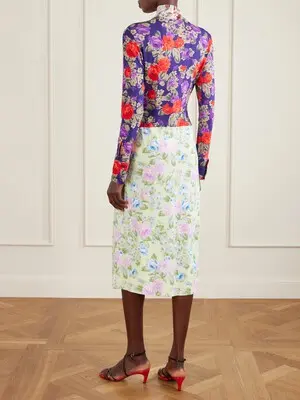 Acne Studios Floral-print Crepe Midi Dress With Scarf Detail - Multi