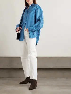 TOTEME Oversized Striped Silk-twill Shirt