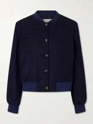 Giuliva Heritage Wool-blend Bouclé-tweed Bomber Jacket - Navy