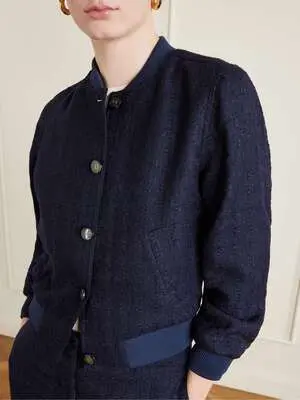 Giuliva Heritage Wool-blend Bouclé-tweed Bomber Jacket - Navy