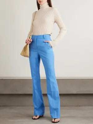 Veronica Beard Melvin Twill Flared Pants - Blue