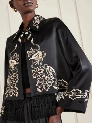 BODE Phantasm Fringed Embroidered Silk-satin Jacket