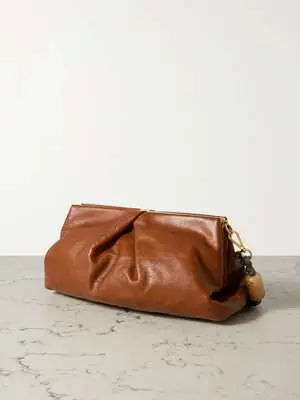 Dries Van Noten Pleated Leather Shoulder Bag - Tan