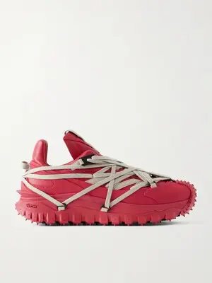 Rick Owens Moncler Trailgrip Megalace® Leather Sneakers - Red