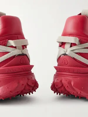 Rick Owens Moncler + Trailgrip Megalace® Leather Sneakers - Red