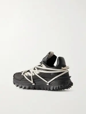 Rick Owens Moncler Trailgrip Megalace Leather Sneakers - Black