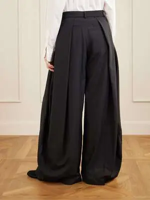 Sacai Belted Pleated Crepe Wide-leg Pants