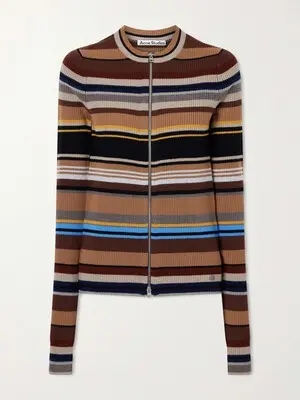 Acne Studios Striped Ribbed Wool Cardigan - Multi