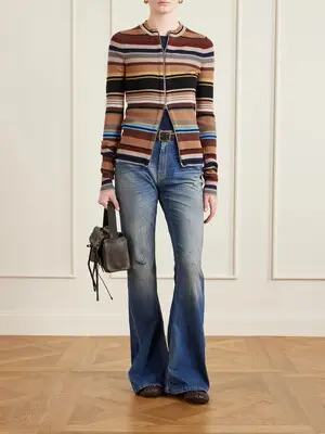 Acne Studios Striped Ribbed Wool Cardigan - Multi