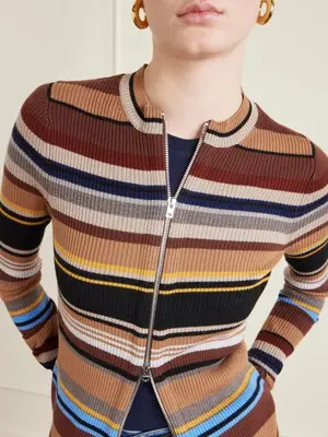 Acne Studios Striped Ribbed Wool Cardigan - Multi
