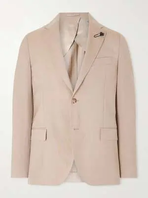 LARDINI Embellished Virgin Wool Suit Jacket - Beige