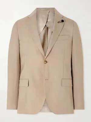 LARDINI Embellished Virgin Wool Suit Jacket - Neutrals