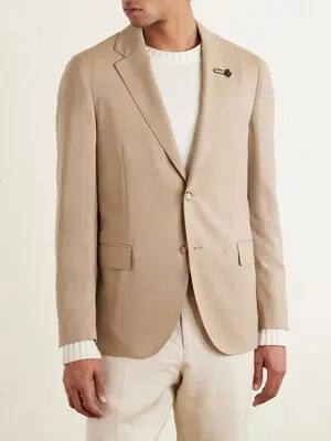 LARDINI Embellished Virgin Wool Suit Jacket - Neutrals
