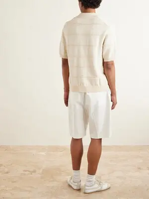 LARDINI Striped Organic And Recycled-cotton Polo Shirt
