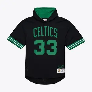 Mitchell & Ness Larry Bird Boston Celtics Short Sleeve Mesh Hoodie - Black
