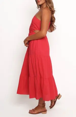 PETAL & PUP Teresa One-shoulder Cutout Cotton Midi Dress