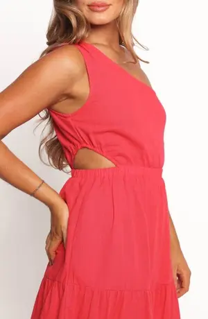PETAL & PUP Teresa One-shoulder Cutout Cotton Midi Dress