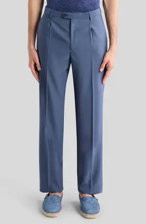 Etro Roma Single-pleat Wool Pants - Indaco