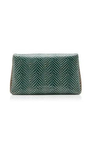 Dries Van Noten Printed Leather Envelope Clutch - Blue