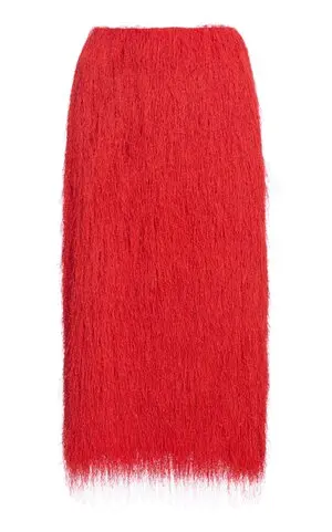 Dries Van Noten Sokna Fringed Midi Skirt - Red