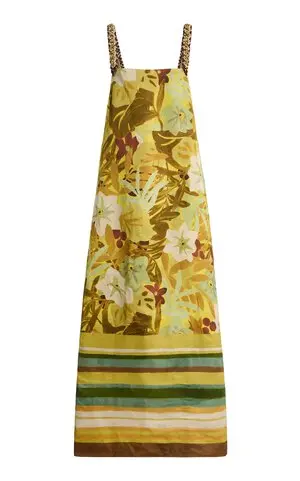 ALEMAIS Printed Linen-blend Maxi Dress