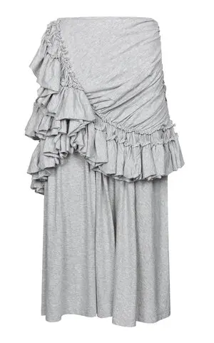 Dries Van Noten Humairah Ruffled Midi Skirt - Grey
