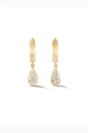 ETIQ Knife Edge Pear Diamond Drop Earrings