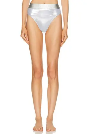 Versace High Waisted Bikini Bottom - Silver