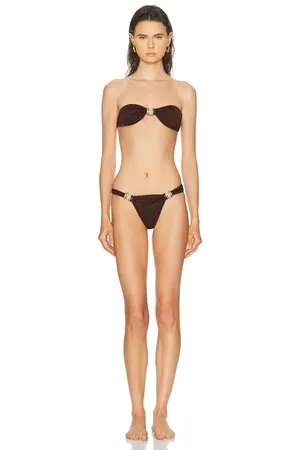 Oseree Lumiere Multi Ring Bandeau Bikini Set - Chocolate
