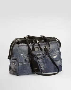 Dolce & Gabbana Vittoria Handbag In Denim Patchwork