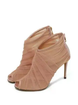 Dolce & Gabbana Ruched Satin-trim Peep-toe Stiletto Boots