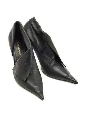 FERRAGAMO Leather Folded-front Pumps
