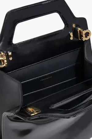 FERRAGAMO Wanda Mini Patent-leather Tote - Black