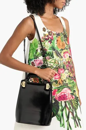 FERRAGAMO Wanda Mini Patent-leather Tote - Black