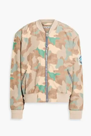 Acne Studios Camouflage Print Slub Cotton-blend Bomber Jacket