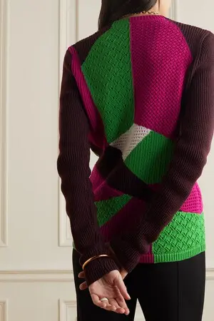 Gabriela Hearst Rourke Colorblock Pointelle-knit Cashmere Sweater