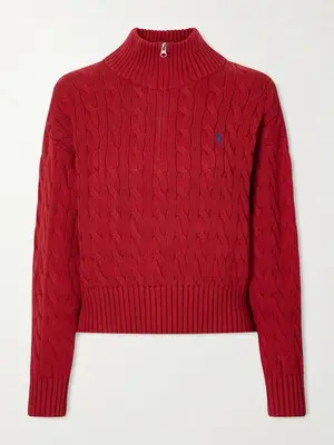 Polo Ralph Lauren Cable-knit Cotton Half-zip Sweater